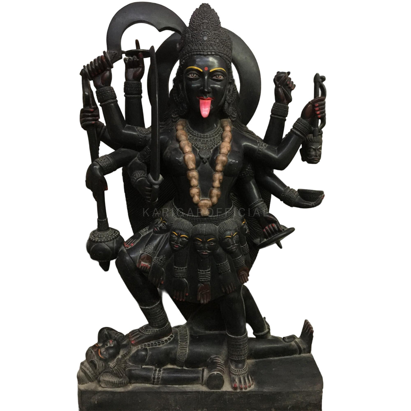 Black Marble Kali Statue with 10 Arms Standing on Corpse of Shiva 51 ...